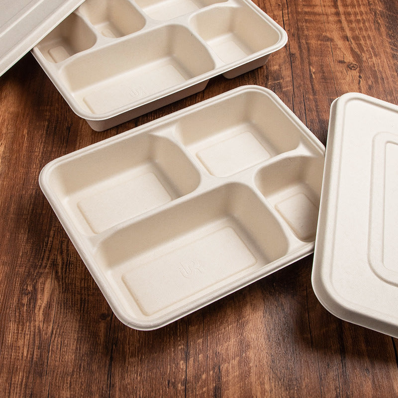 4-Compartment Bagasse Bento Trays for Meal Prep and Events